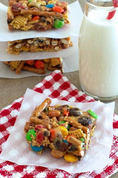Snack Mix Squares | Serving Up Southern