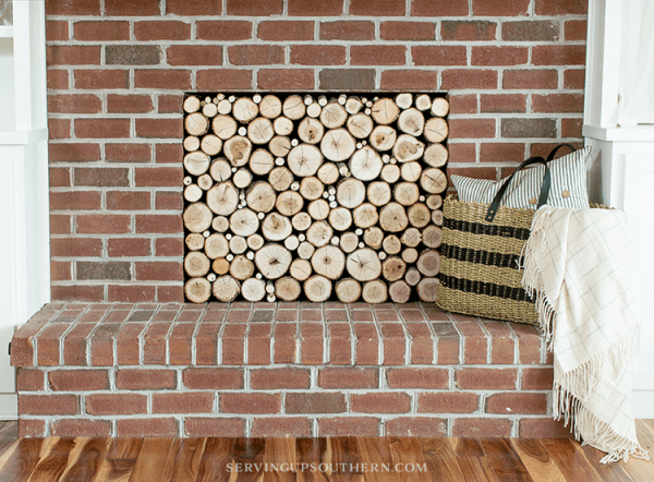 How To Make A Stacked Log Fireplace Screen - Serving Up Southern